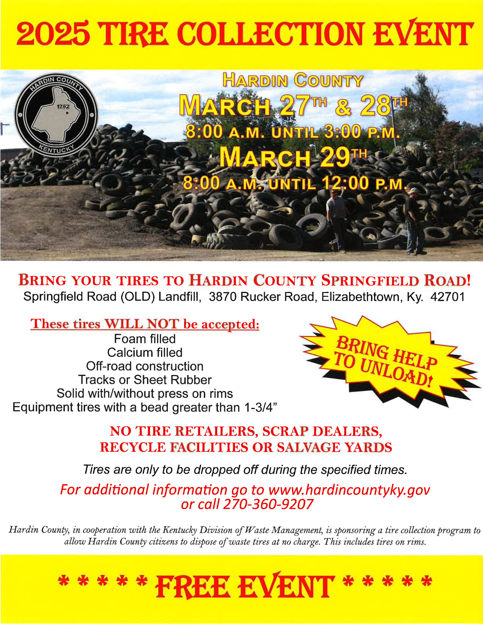 2025 Tire Collection Event | Hardin County Chamber of Commerce